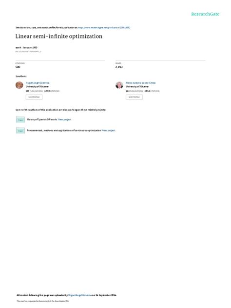 Linier Semi Infinit Optimization Pdf Art Computers