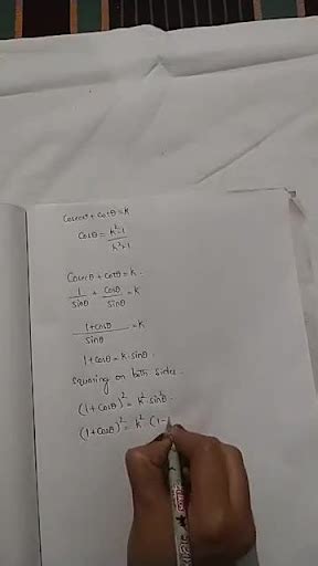 10 If cosecθ cotθ k then prove that cosθ k2 1k21 Optional Exercise