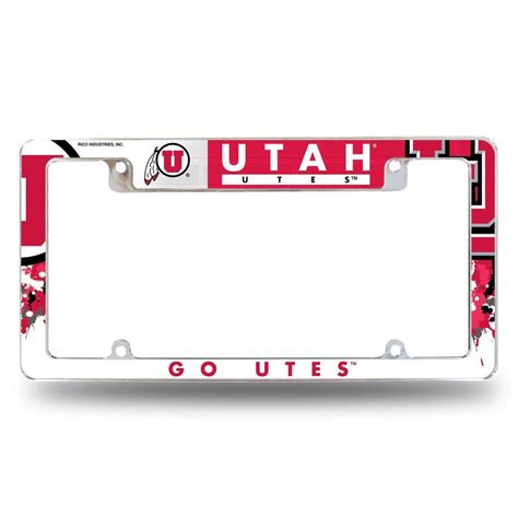 Rico Industries Utah Utes Chrome Metal License Plate Frame With Bold
