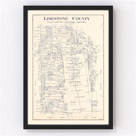 Vintage Map Of Limestone County Texas 1922 By Teds Vintage Art Teds Vintage Art