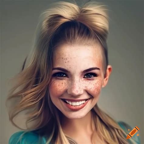 Portrait Of A Beautiful Young Woman With Freckles On Craiyon