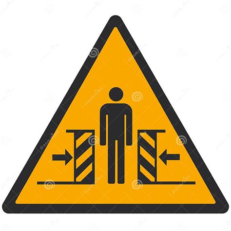 Warning Pictogram Crushing By Moving Parts Iso 7010 W019 Stock