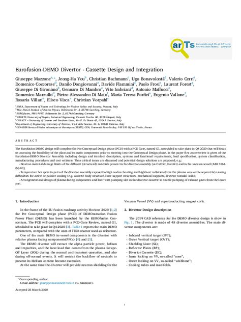 Pdf Eurofusion Demo Divertor Design And Feasibility Analysis