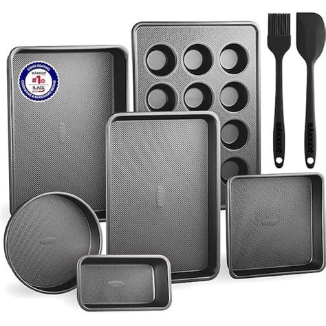 Bakkenmaster 8 Piece Set Carbon Steel Bakeware Set Black Bkcwl8b