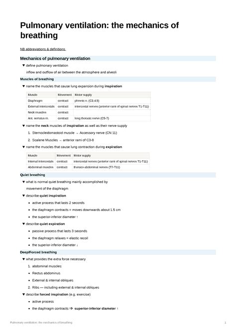 SOLUTION Pulmonary Ventilation The Mechanics Of Breathing Studypool