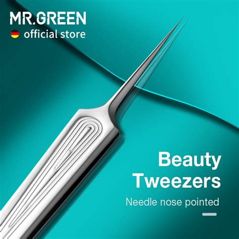 Mr Green Ingrown Hair Tweezers Needle Nose Pointed Tips Tweezers For