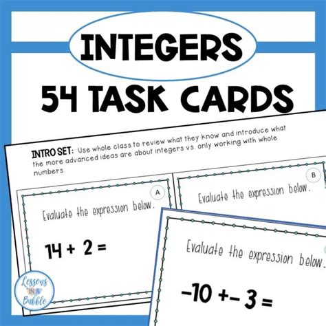 Integers Task Card Sets By Lessons In A Bubble Kimberly Jacobs