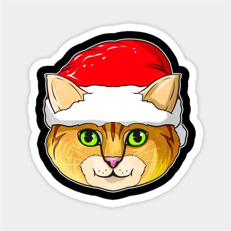 Cute Kawaii Christmas Cat With Santas Hat For Christmas Christmas Magnet Teepublic
