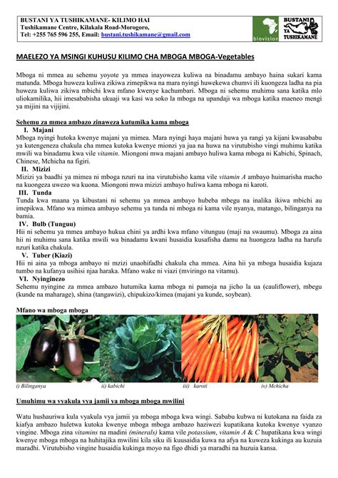 Mboga Mboga Vegetables Pdf