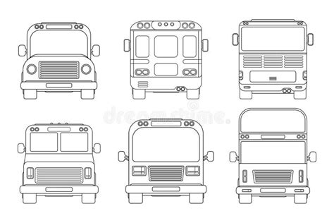 Fije Del Diverso Autobús De La Ciudad Visión Delantera Y Trasera