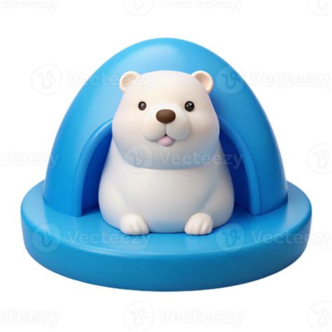 Cute Polar Bear Inside A Blue Tent 52559168 Png