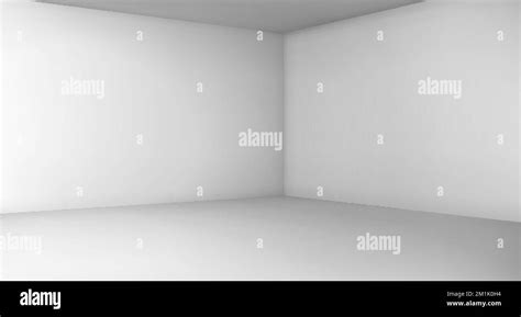 Corner Of Empty Room With White Walls Floor And Ceiling 3d Blank