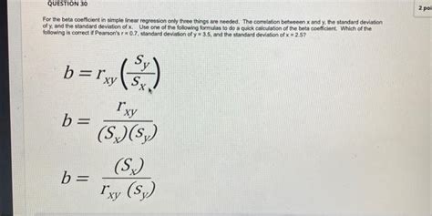 Solved For The Beta Coefficient In Simple Lnear Regression