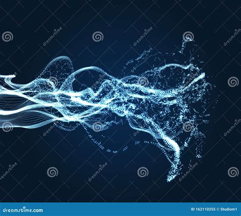 Array With Dynamic Emitted Particles Water Splash Imitation Abstract Background Stock Vector