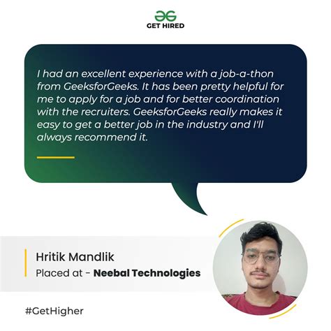 Job Portal By Geeksforgeeks On Linkedin Sucessstory Gfg Testimonial