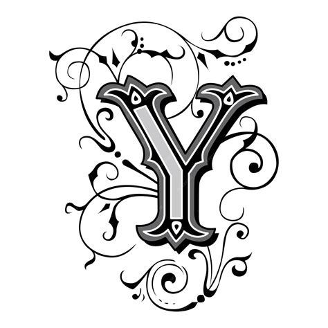 Art Tuscani Initial Caps Font Capital Letter Y Vector Design