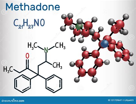 Methadone Dolophine Molecule Structural Chemical Formula An Vector
