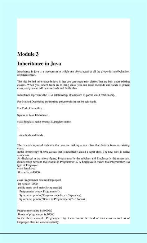Cs206 Java Module 3 S4 Cse Ktu Module 3 Inheritance In Java