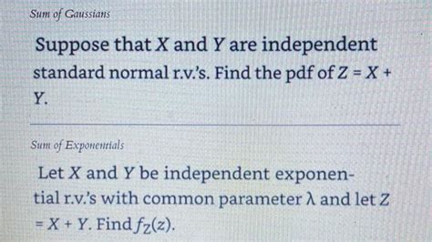 Solved Sum Of Gaussians Suppose That X And Y Are Independent Chegg