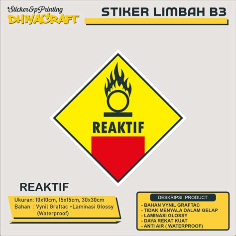Jual Sticker Label Tanda Simbol Limbah B3 Ukuran 10x10 Cm Stiker Bahan