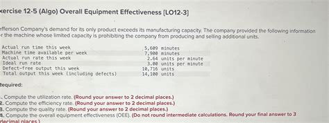 solved xercise 12 5 algo ﻿overall equipment effectiveness