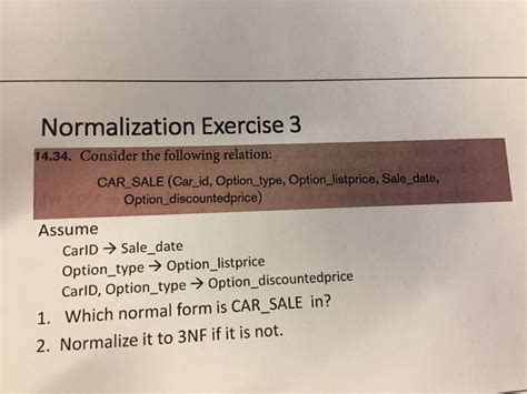 Solved Normalization Exercise 3 1434 Consider The