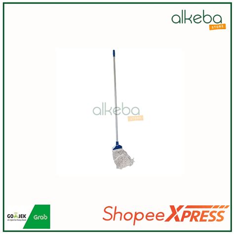 Jual Mop Pel Set Komplit Kain Putih Standar Tongkat Frame Mop