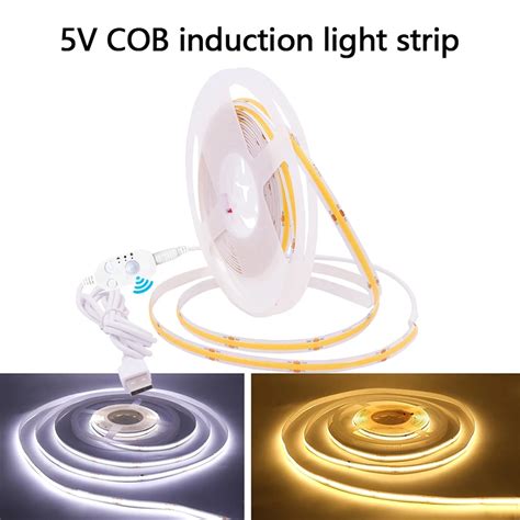 USB V PIR Motion Sensor COB Light Strip Leds M Flexible Wardrobe Backlight FOB LED Under