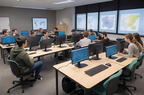 Lab With Students Using Ai To Analyze Patterns In Ecological Data Premium Ai Generated Image