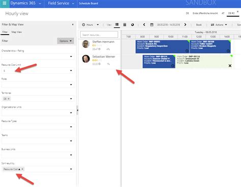 customize the schedule board in universal resource scheduling