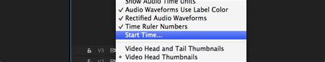 how to set sequence start timecode in premiere