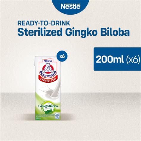 Bear Brand Sterilized Uht Milk With Gingko Biloba 200ml Pack Of 6