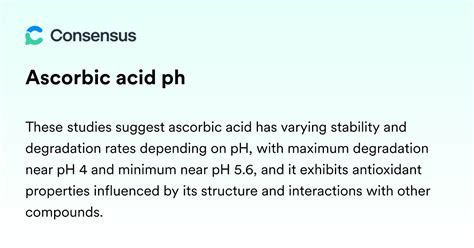Ascorbic Acid Ph Consensus Academic Search Engine