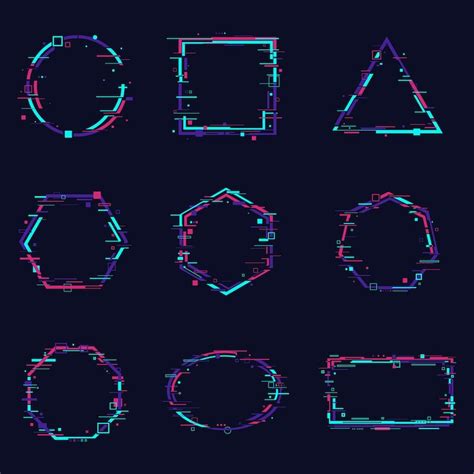 Different Shapes Geometric Glitch Element Design Premium Vector