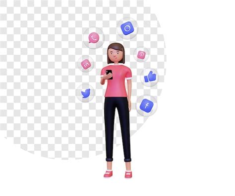 Premium Psd 3d Using Social Media With Icons Inside Bubbles