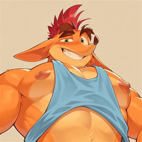 Rule 34 11 1boy Ai Generated Anthro Bandicoot Bara Big Nipples Blue