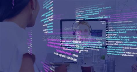 Computer Code And Data Processing Image Over People Working In Office