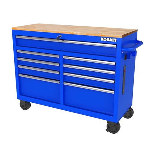 Kobalt 46 1 In L X 37 2 In H 9 Drawers Rolling Blue Wood Work Bench 19207 At