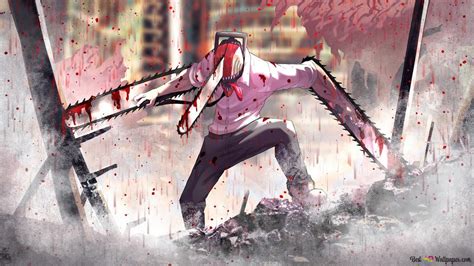 Denji Hybrid Form Devil Hunter From Chainsaw Man Anime 4k Wallpaper