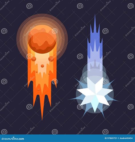 Comets In Cartoon Style On Dark Background Stock Illustration Illustration Of Background