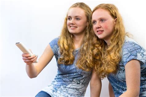 Two Sisters Looking At Each Other Stock Image Image Of Joyful Girls