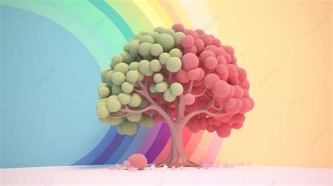 놀라운 3d 렌더링의 파스텔 추상 무지개 나무 3d 렌더링 세우다 귀여운 무지개 배경 일러스트 및 사진 무료 다운로드 Pngtree