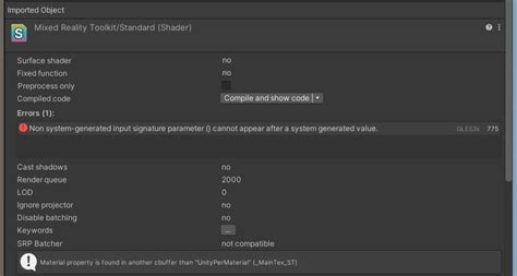 Standard Shader Error On Android · Issue 10532 · Microsoft