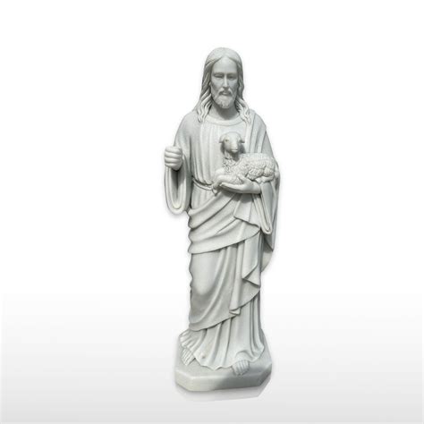 Custom Marble Sculpture White Marble Jesus The Good Shepherd Marblebee