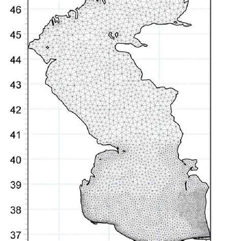 The Unstructured Mesh Of The Caspian Sea Download Scientific Diagram