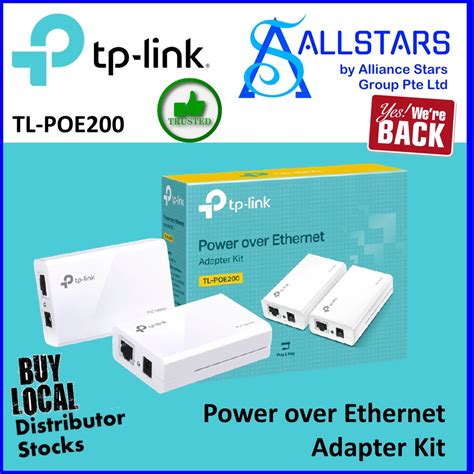 Tplink Tl Poe200 Power Over Ethernet Adapter Kit Warranty 3years With