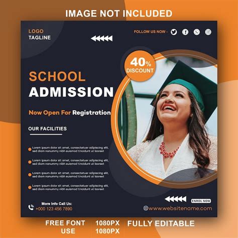 Premium Vector Vector School Admission Post Design Template Social