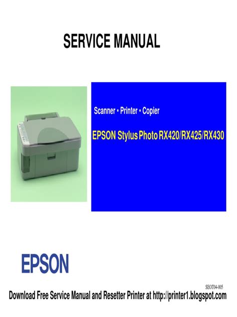 Epson Stylus Photo Rx420 Rx425 Rx430 Pdf Pdf Memory Card Printer