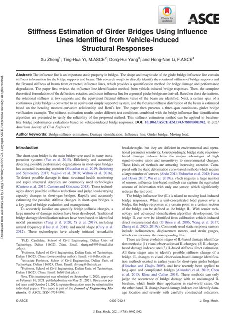 Zheng Et Al 2021 Stiffness Estimation Of Girder Bridges Using Influence