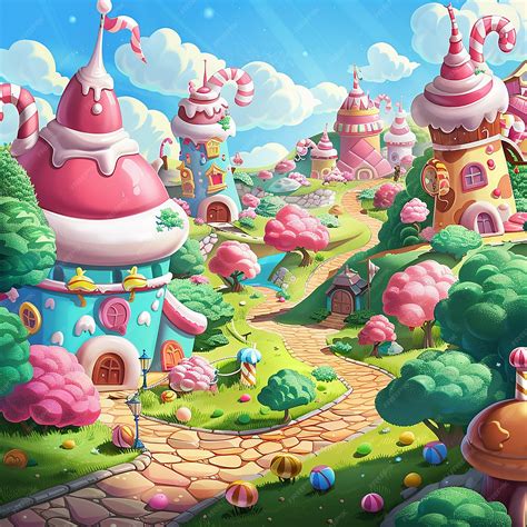 Candy World 2dcandy World 2d Game Art Cartoon Style Game Art Cartoon Style Premium Ai
